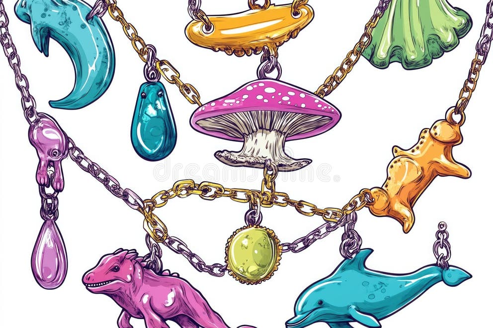 A Collection of Necklaces Featuring Various Animal Designs Stock Photo ...