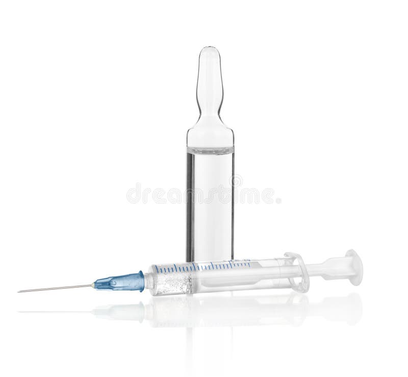 Syringes Caps and Bottles Kits Isolated on White Stock Image - Image of ...
