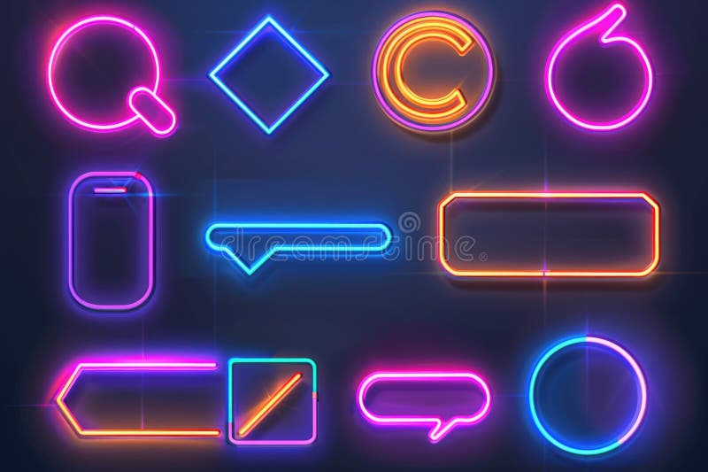 A Collection of Neon Signs with Diverse Shapes and Designs Stock Photo ...