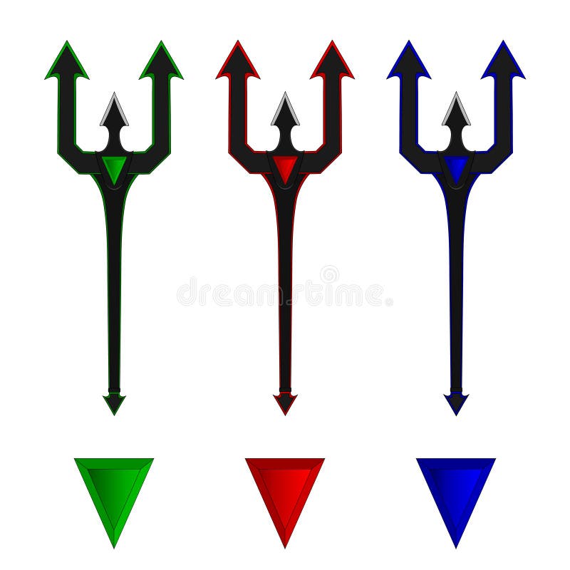 Red Trident Isolated on White Background. Devil, Neptune Trident ...