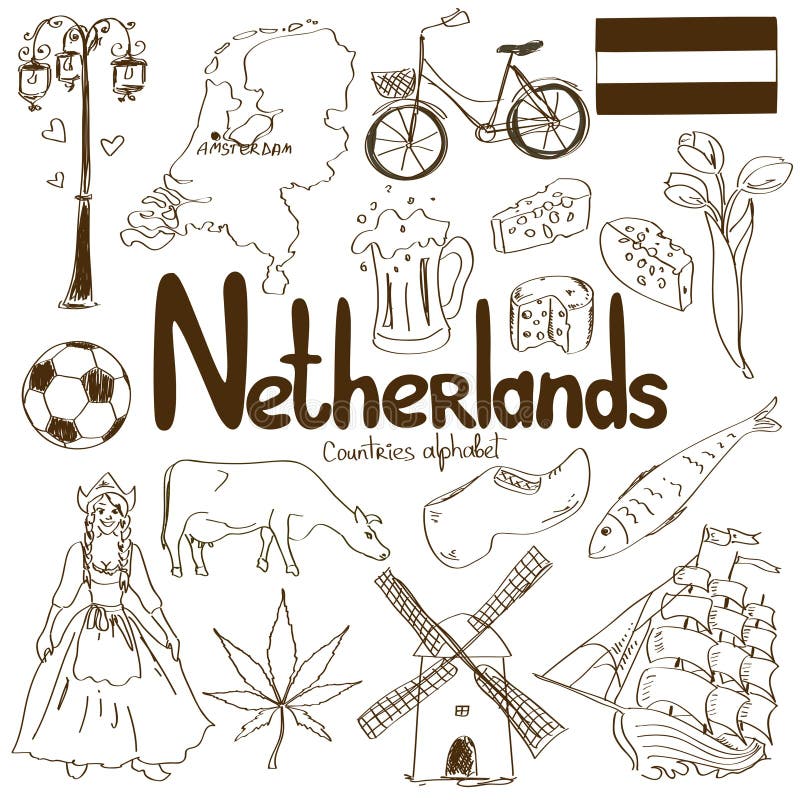 Collection of Netherlands Icons Stock Vector - Illustration of europe ...