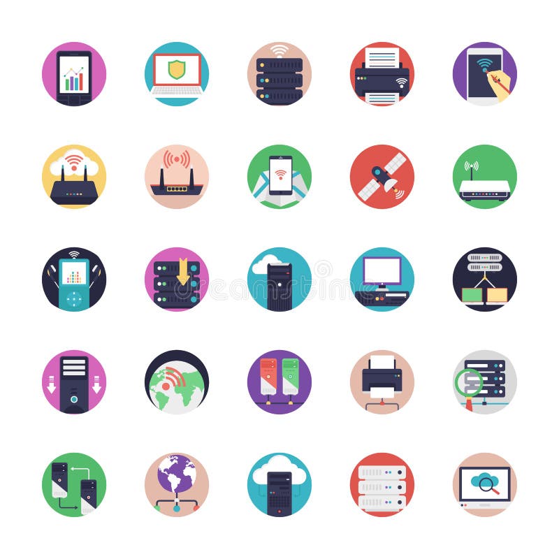Collection of Network and Hosting Flat Vectors Stock Illustration ...