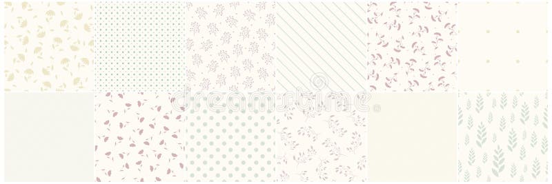 Collection of Neutral Seamless Floral and Geometric Simple Patterns ...