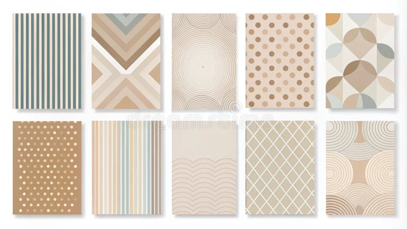 Collection of Neutral-toned Abstract Geometric Patterns for Design ...