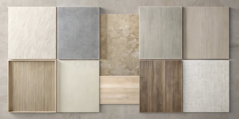 A Collection of Neutral-toned Interior Design Samples Featuring Wood ...