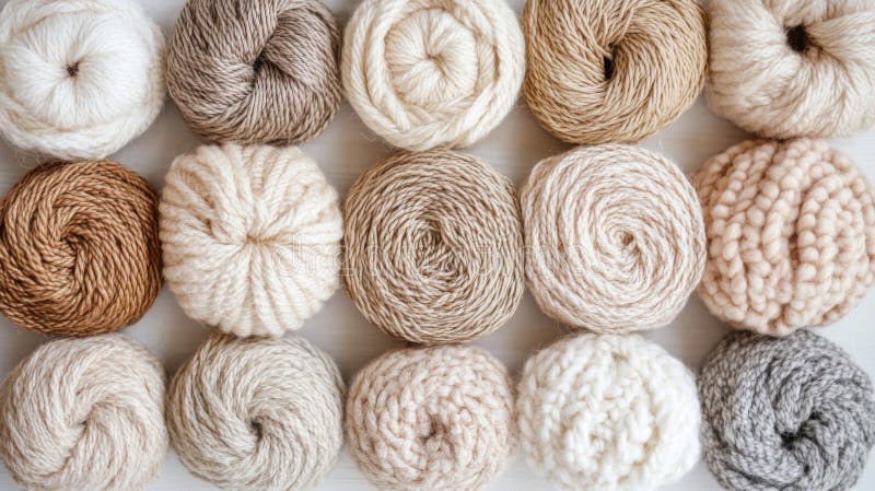 Collection of Neutral Yarn Balls Stock Illustration - Illustration of ...