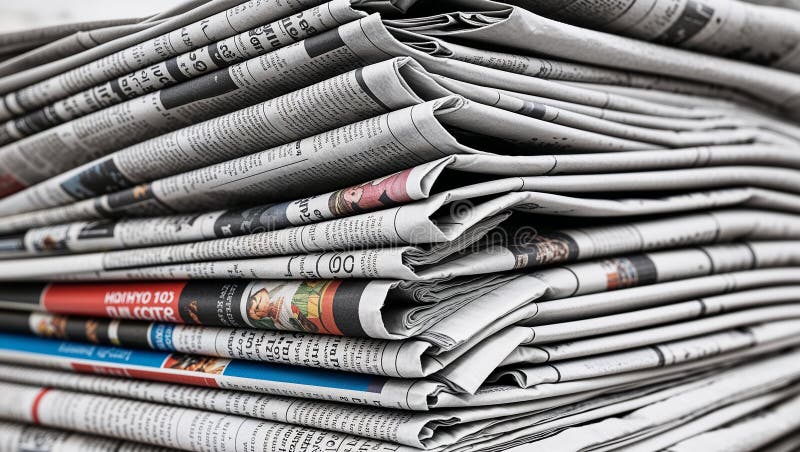 Collection of Newspapers Stacked Reflecting Broad News Coverage Stock ...