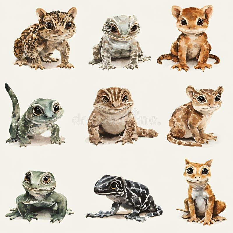 A Collection of Nine Adorable Cartoonstyle Frogs Each with Unique ...