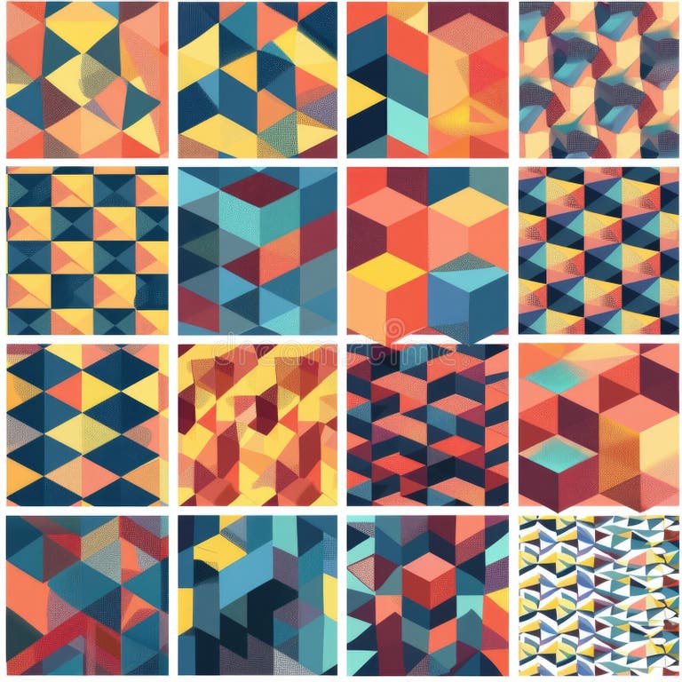 A Collection of Nine Different Colored Geometric Patterns. Ideal for ...