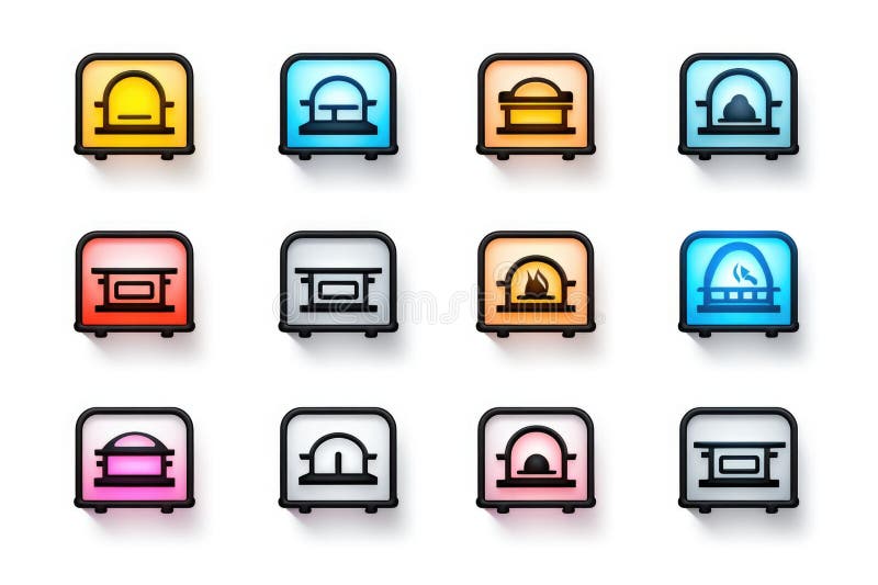A Collection of Nine Different Colored Hotel Icons. Versatile and ...