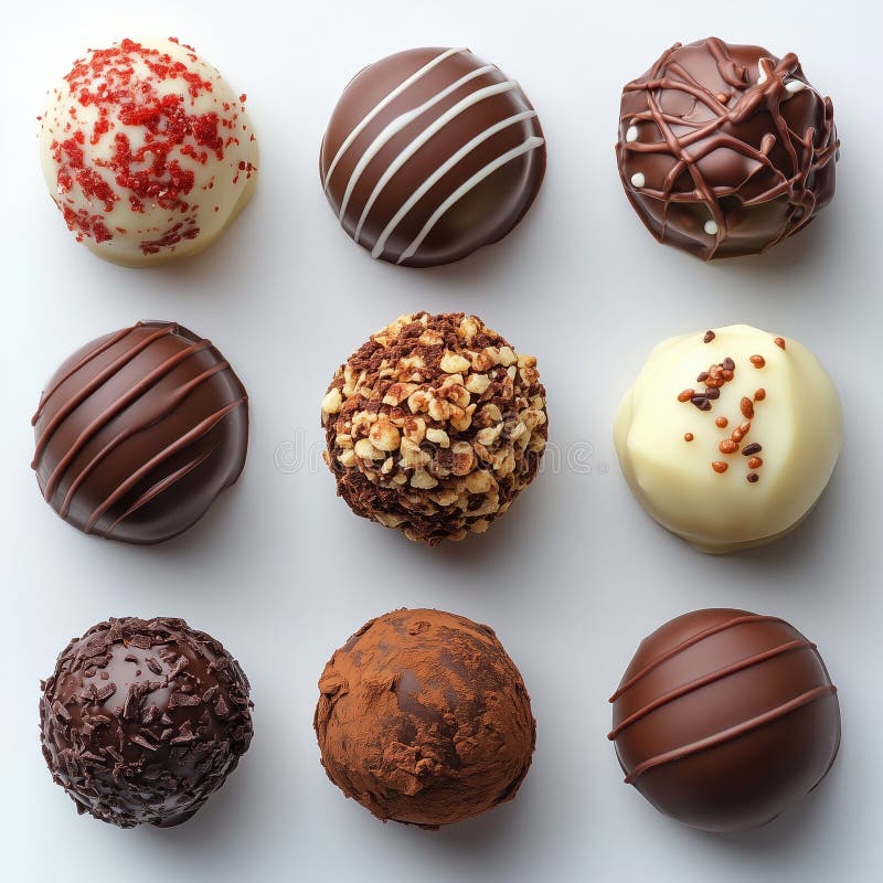 Collection of Nine Different Types of Chocolates Stock Illustration ...