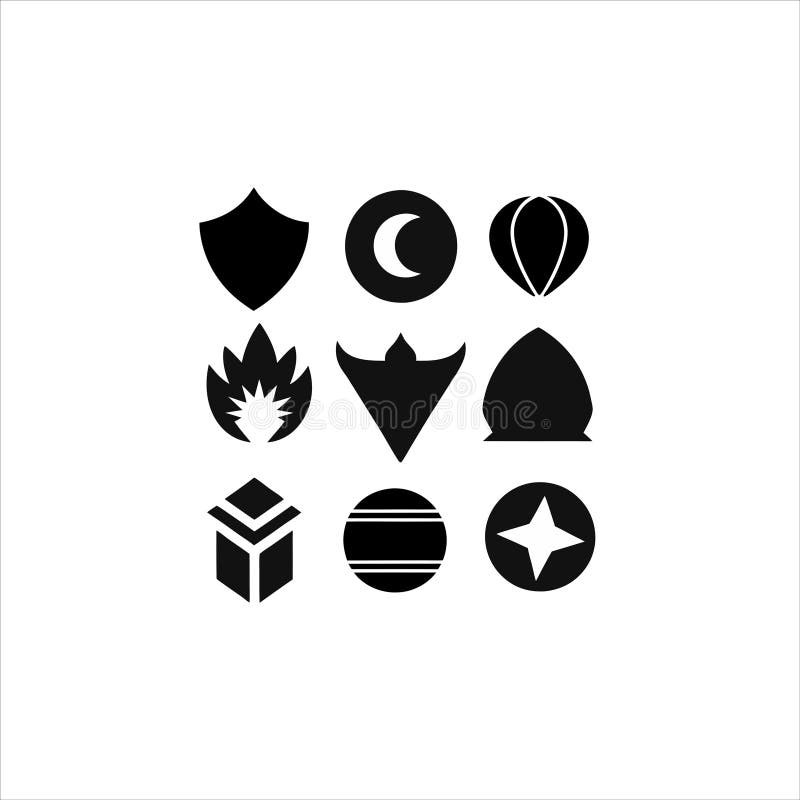 A Collection of Nine Different Black and White Geometric Shapes Icons ...