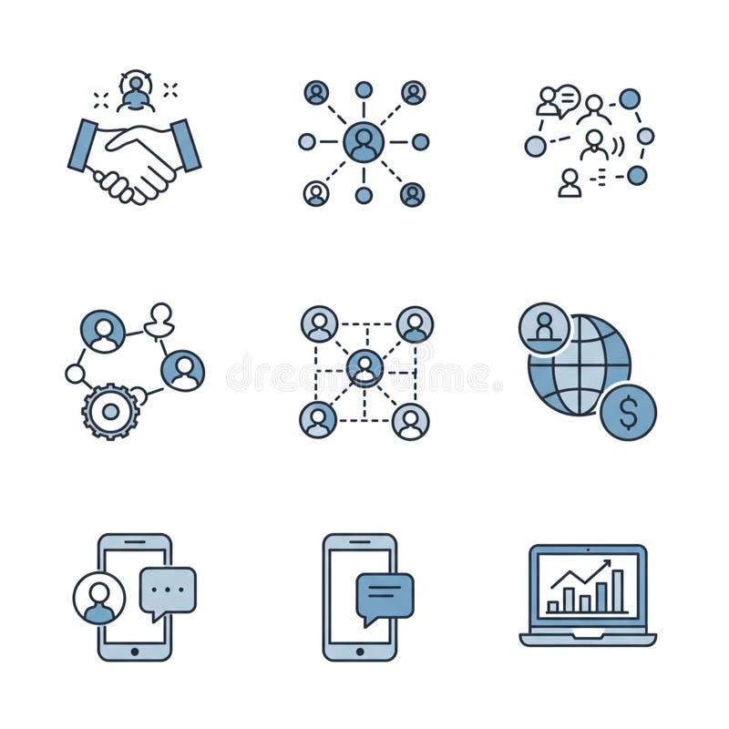 A Collection of Nine Icons Related To Communication and Technology. the ...