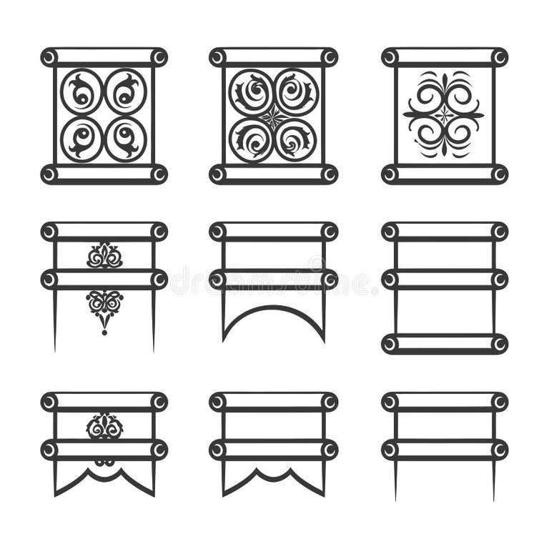 Collection of Nine Elegant Scroll Design Elements Stock Vector ...