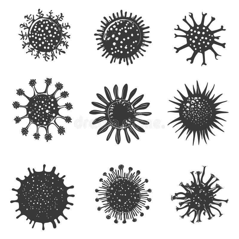 Collection of Nine Different Virus Shapes, Microbiology Illustration ...