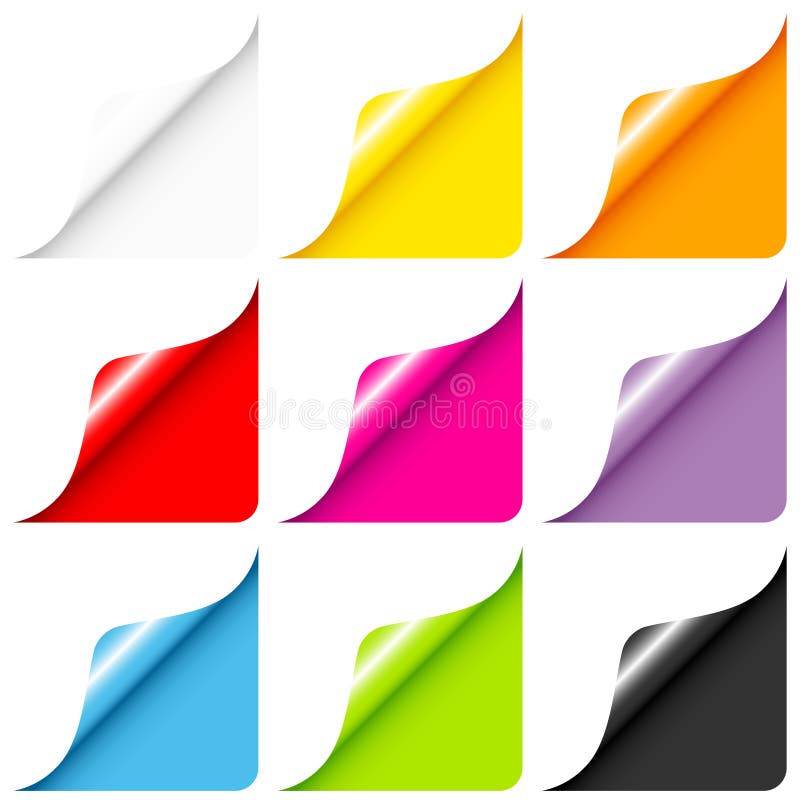 Set of Nine Web Corners Full Color Rounded Right Below Stock Vector ...