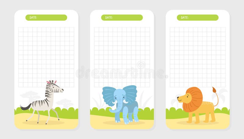 Kids Notebook Page Template Vector Cards, Notes, Stickers, Labels, Tags ...