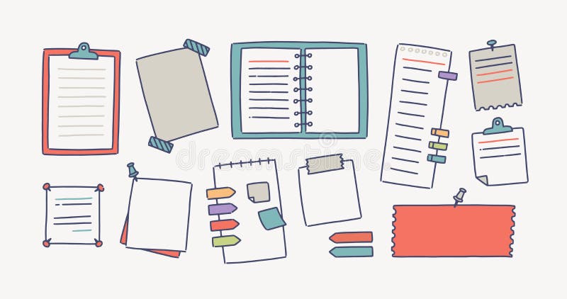 Collection of Notebooks and Paper Attached with Pushpins and Adhesive ...