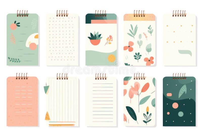 A Collection of Notepads with Various Designs. Perfect for Jotting Down ...