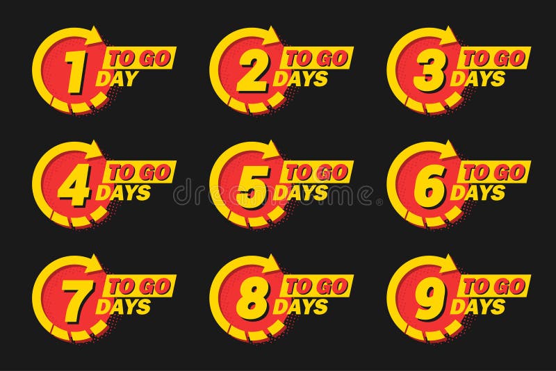 Collection of Number Days Left Countdown with Arrow and Halftone Stock ...