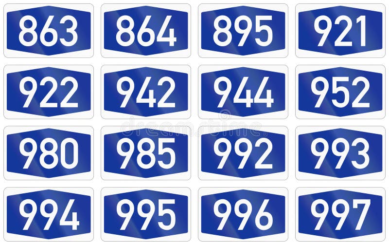 Collection of Numbered Highway Shields of German Autobahn System Stock ...