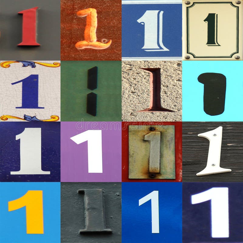 Collection Numbers of 1 on Different Background Stock Photo - Image of ...