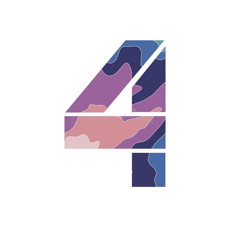 Collection of Numbers with a Pattern of Wavy Multicolored Lines. Four ...