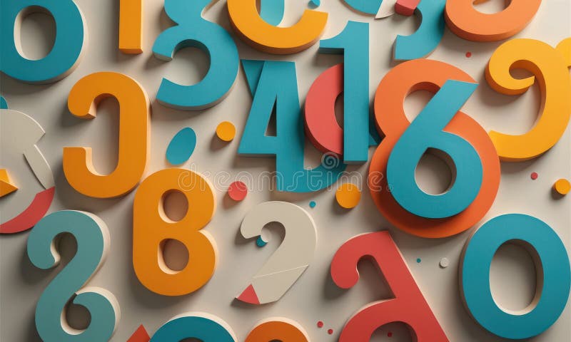A Collection of Numbers in Various Colors are Displayed on a White ...