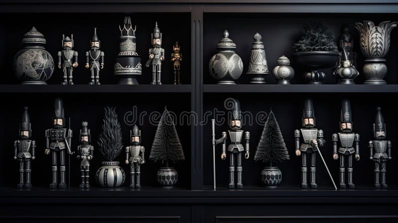 A Collection of Nutcracker Figurines, All Designed in a Single Color ...