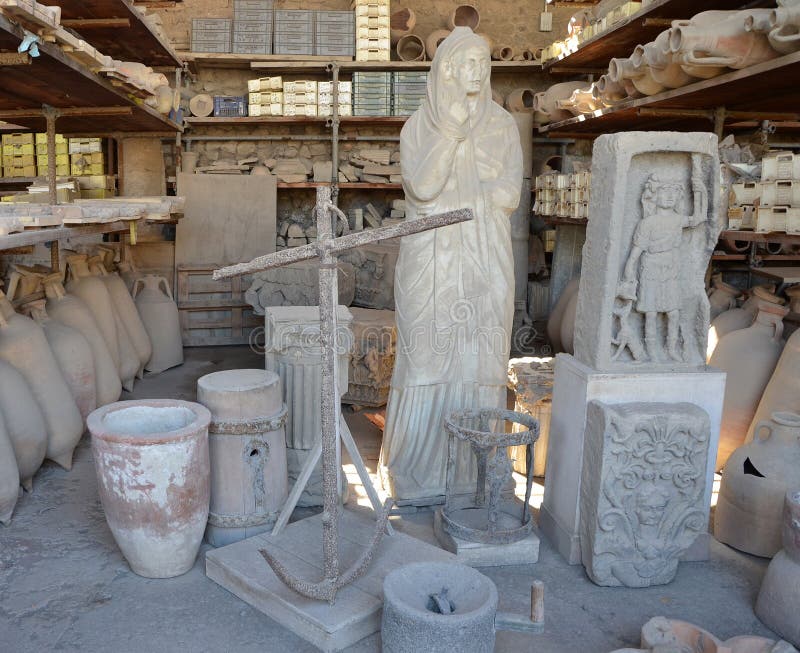 Collection of Objects Found during Excavations in Ancient Pompeii Stock ...