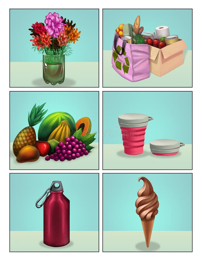 Objects that Symbolize Care for the Environment Stock Illustration ...
