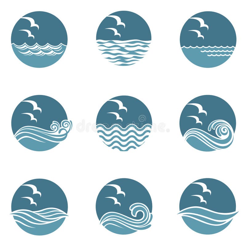 Ocean icon set stock vector. Illustration of emblem - 138213164