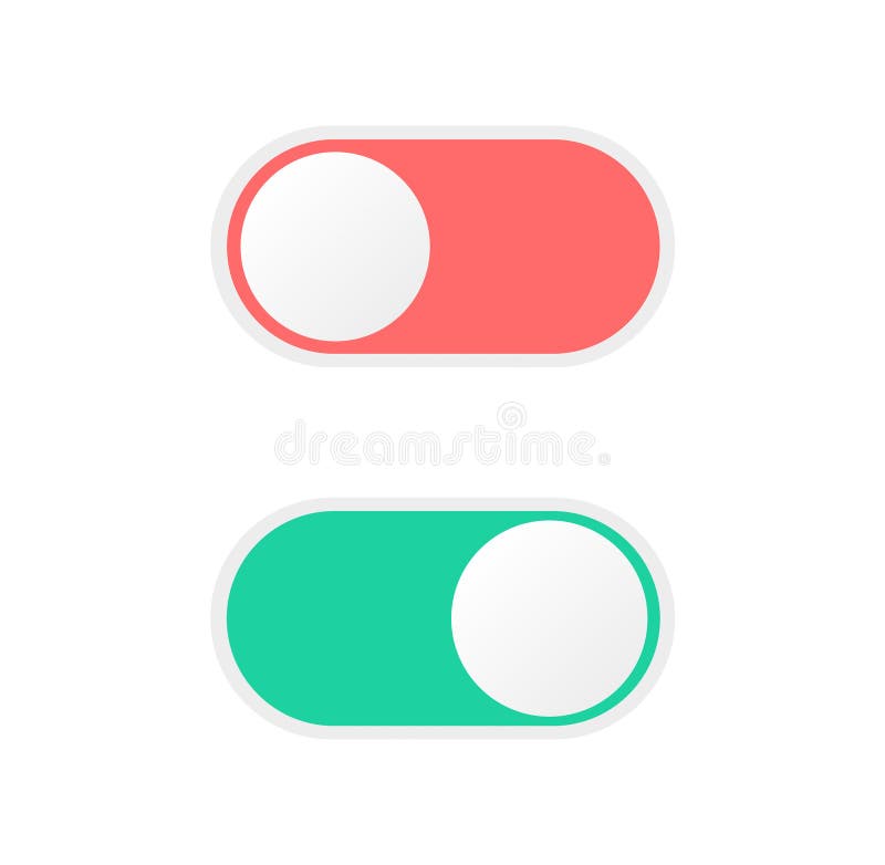 On and Off Buttons Slider Vector Icons Set. Switcher or Toggle Symbols ...