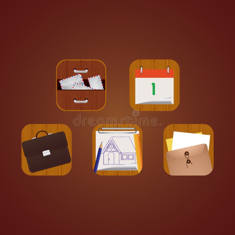 Collection of Office Icons. Vector Illustration Decorative Design Stock ...