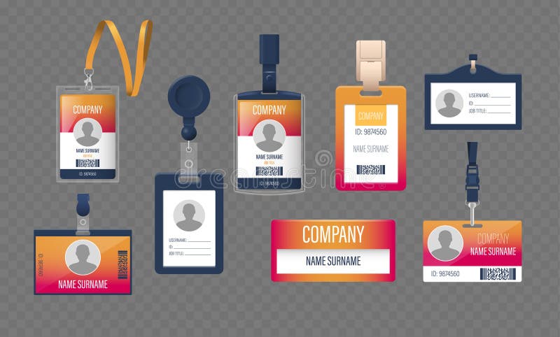 Collection of Office Identification Badges in Different Styles of ...