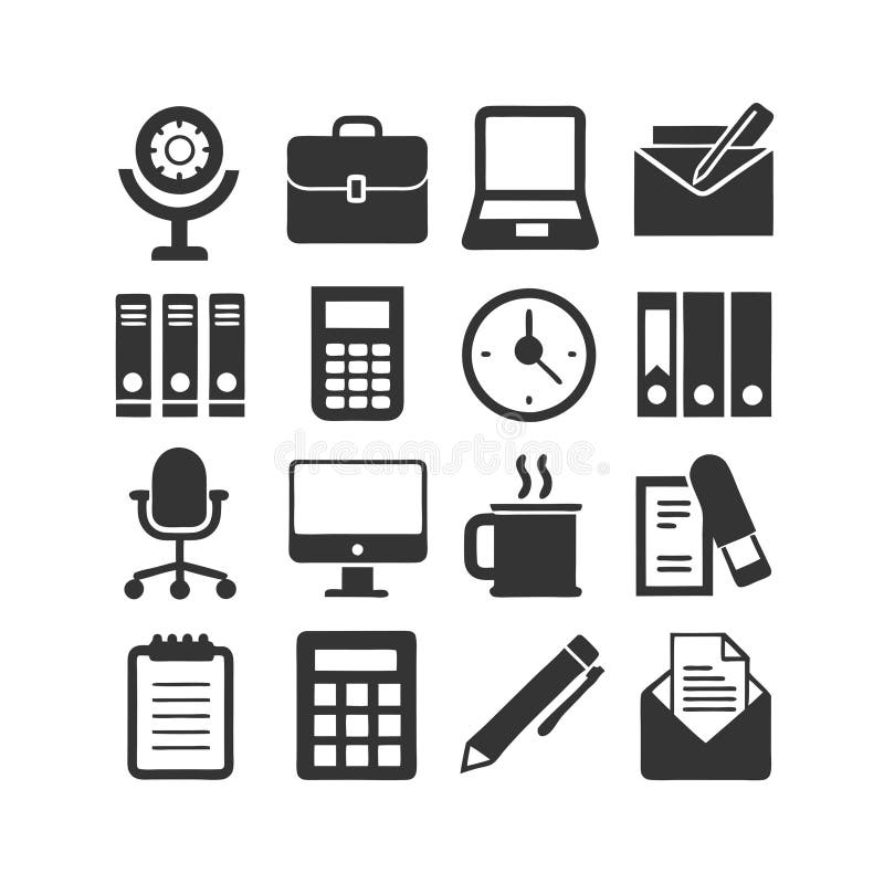 Office and Business Vector Icons in Flat Style for Presentations and ...
