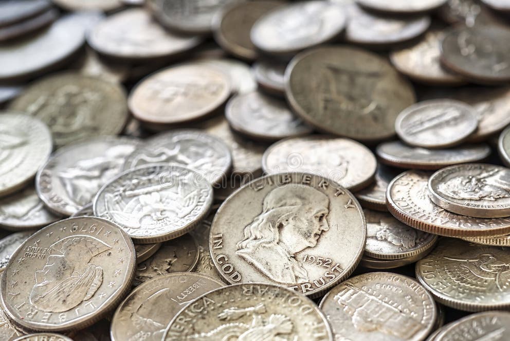 Collection of Old American Silver Coins. Stock Photo - Image of close ...