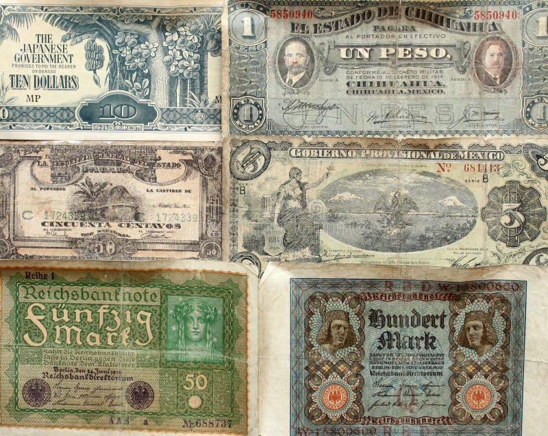 A Collection of Old Banknotes. Stock Illustration - Illustration of ...
