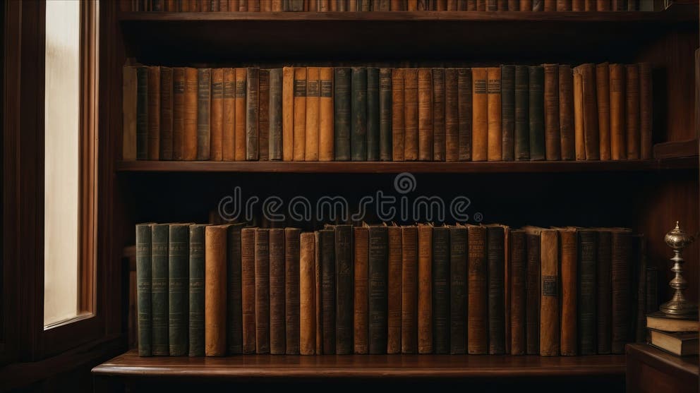 A Collection of Old Books on a Bookshelf. Generative AI Stock ...