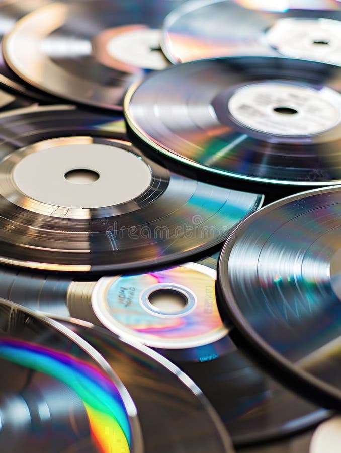 A Collection of Old CDs and DVDs are Scattered on a Table Stock Image ...