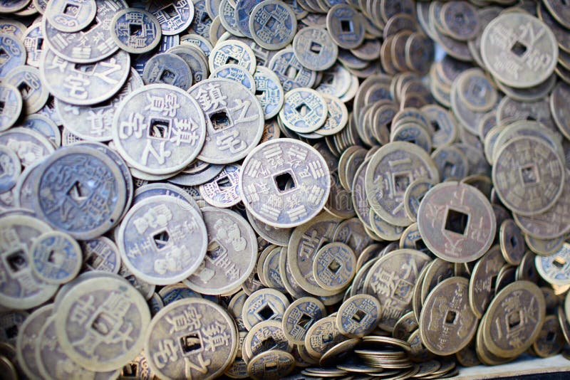 Collection of Old Chinese Coins Stock Photo - Image of treasure, cash ...