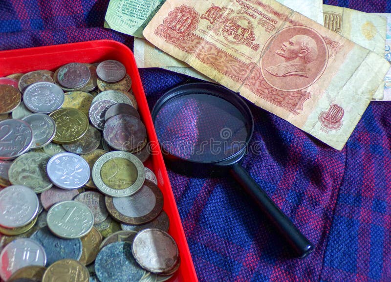 Collection of Old Coins and Banknotes. Stock Photo - Image of concept ...