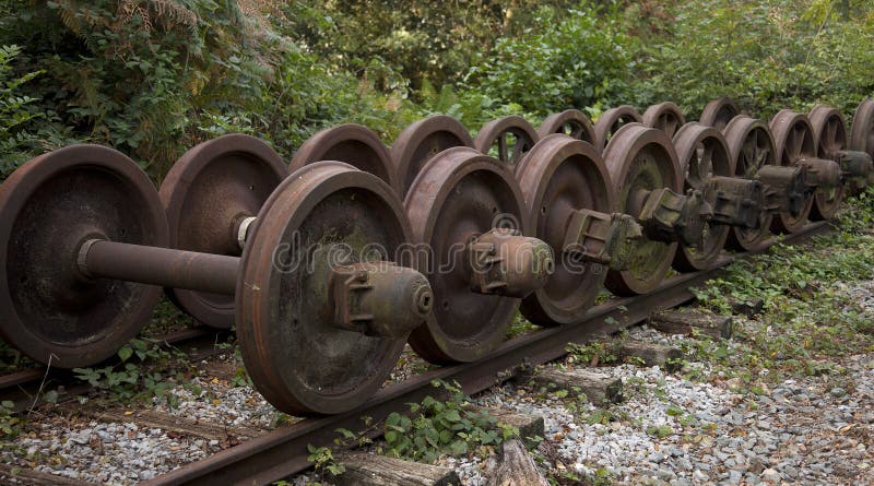 A Collection of Old Discarded Train Wheels Stock Image - Image of ...