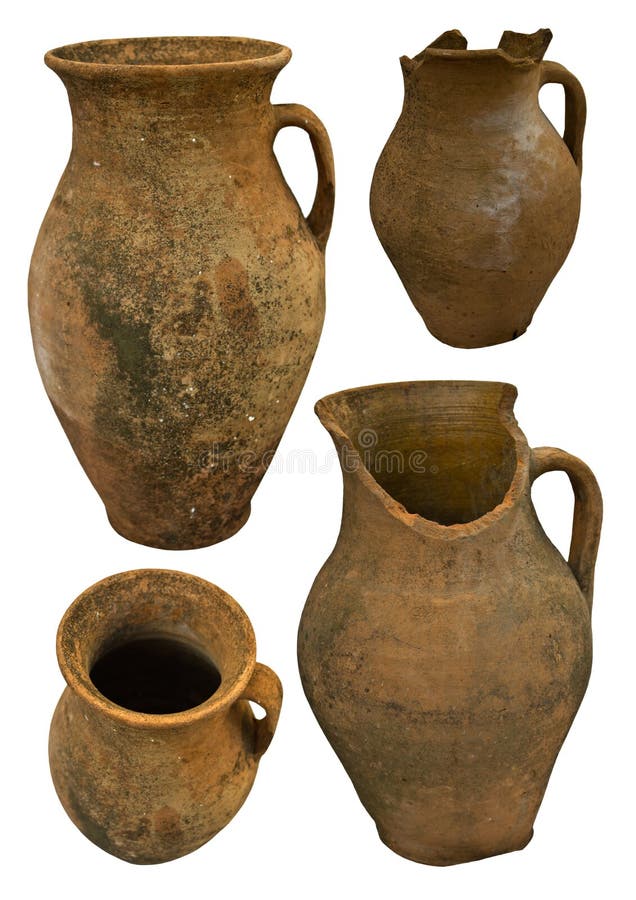 Collection of Old Earthenware Stock Image - Image of isolated, antique ...