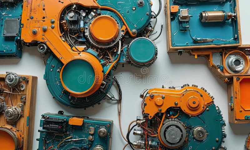 A Collection of Old Electronic Devices, Including a Green and Orange ...