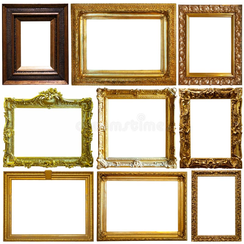 Collection of Old Empty Art Frames in Different Shapes Isolated Stock ...