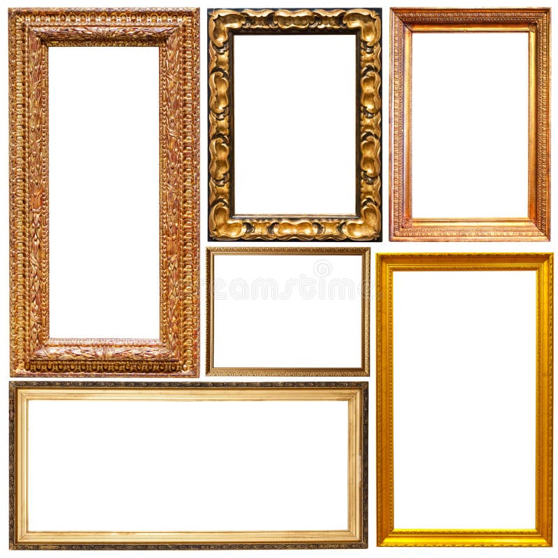 Collection of Old Empty Art Frames in Different Shapes Isolated Stock ...