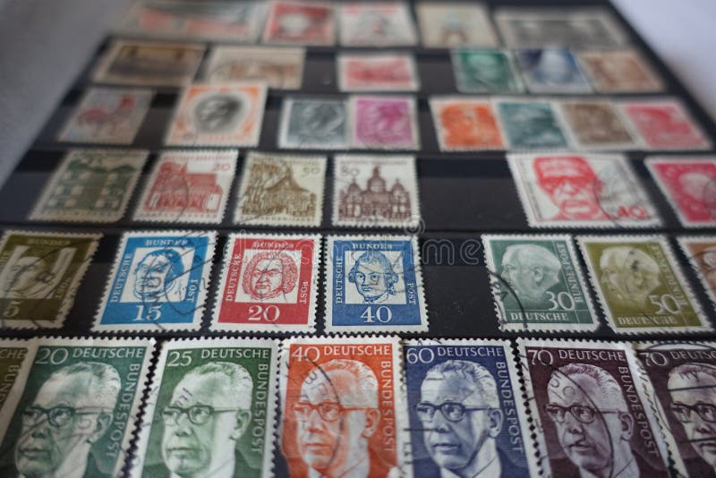 Collection of Old German Stamps in Album Editorial Stock Image - Image ...