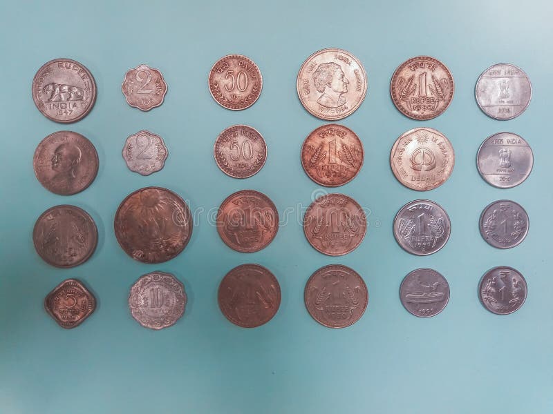 Collection of Old Indian Coins after Independence Stock Photo - Image ...