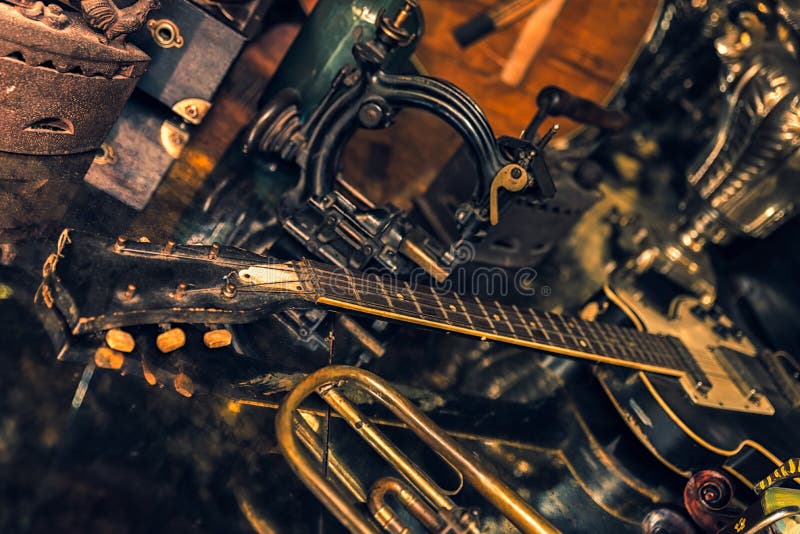 Collection of Old Instruments Stock Photo - Image of violin, decor ...